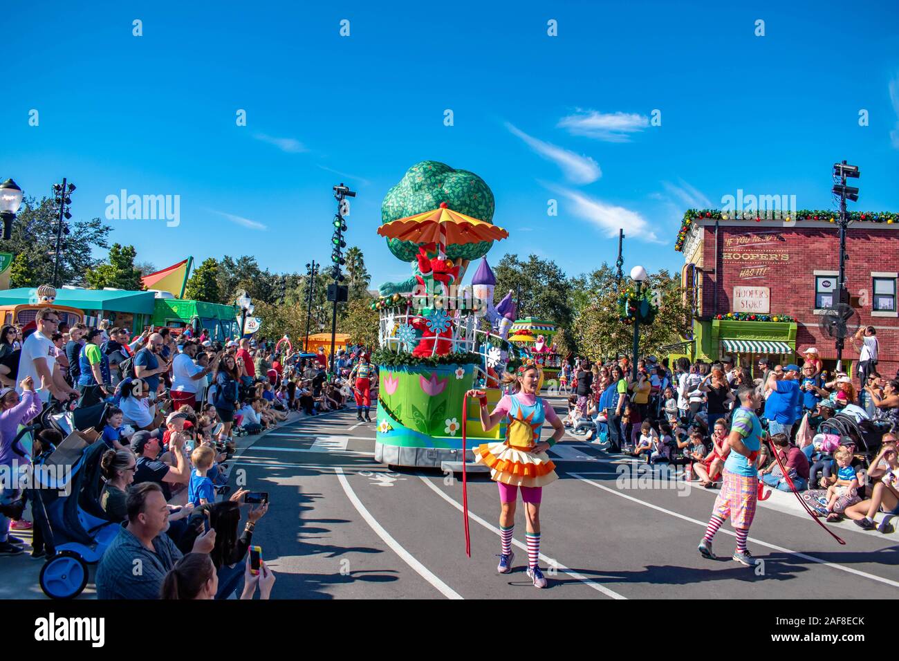 Orlando, Florida. December 07, 2019. Elmo and dancers in Sesame Street ...