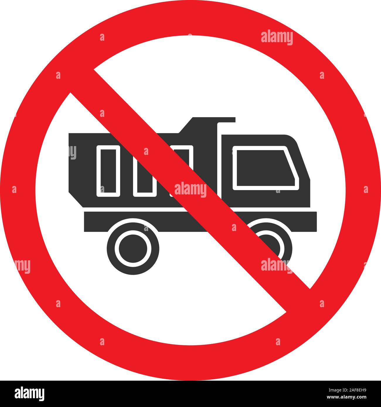 Forbidden sign with truck glyph icon. No lorry prohibition. Stop ...