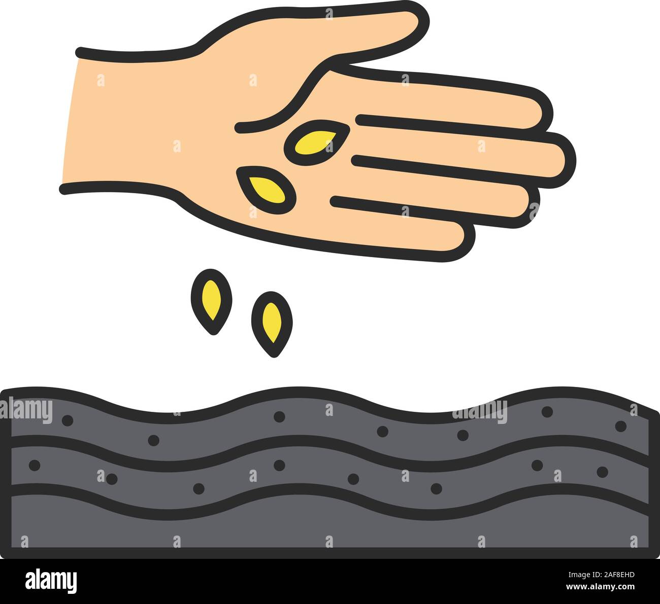 Hand sowing seeds color icon. Agriculture. Isolated vector illustration ...