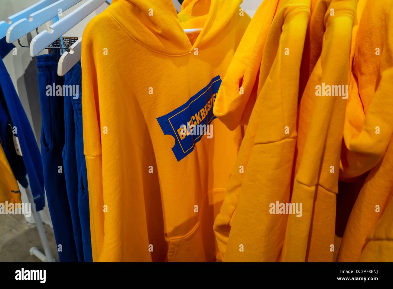 A pop-up featuring merchandise with the logos of the now defunct ...