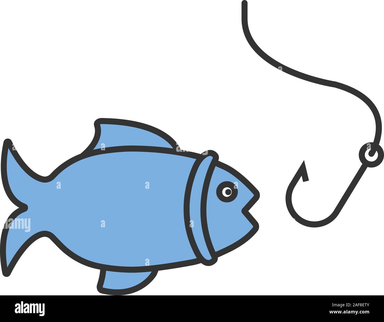 Fish and hook color icon. Fishing. Isolated vector illustration Stock ...