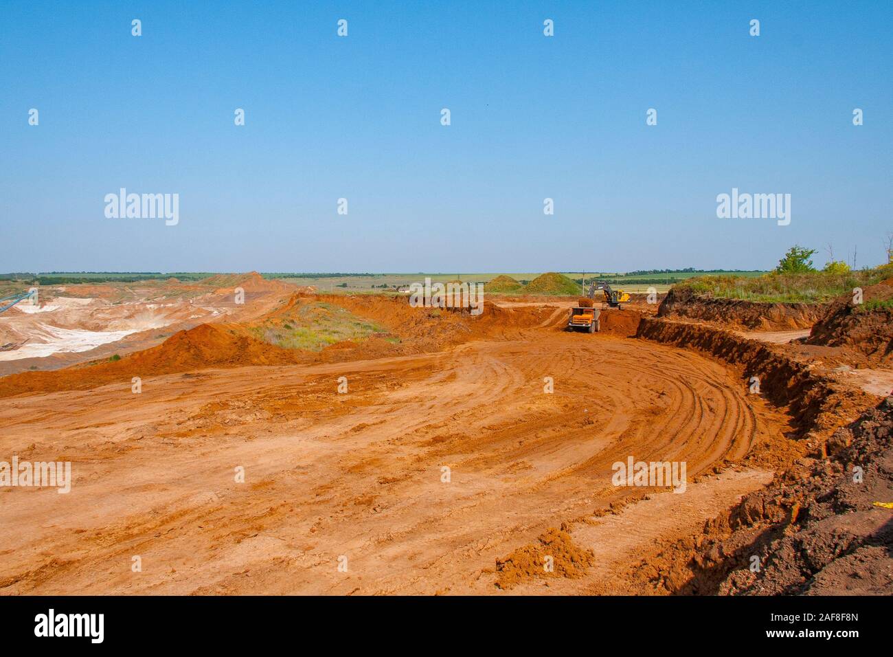 overburden mining in a kaolin quarry. Zaporozhye region, Ukraine. June ...