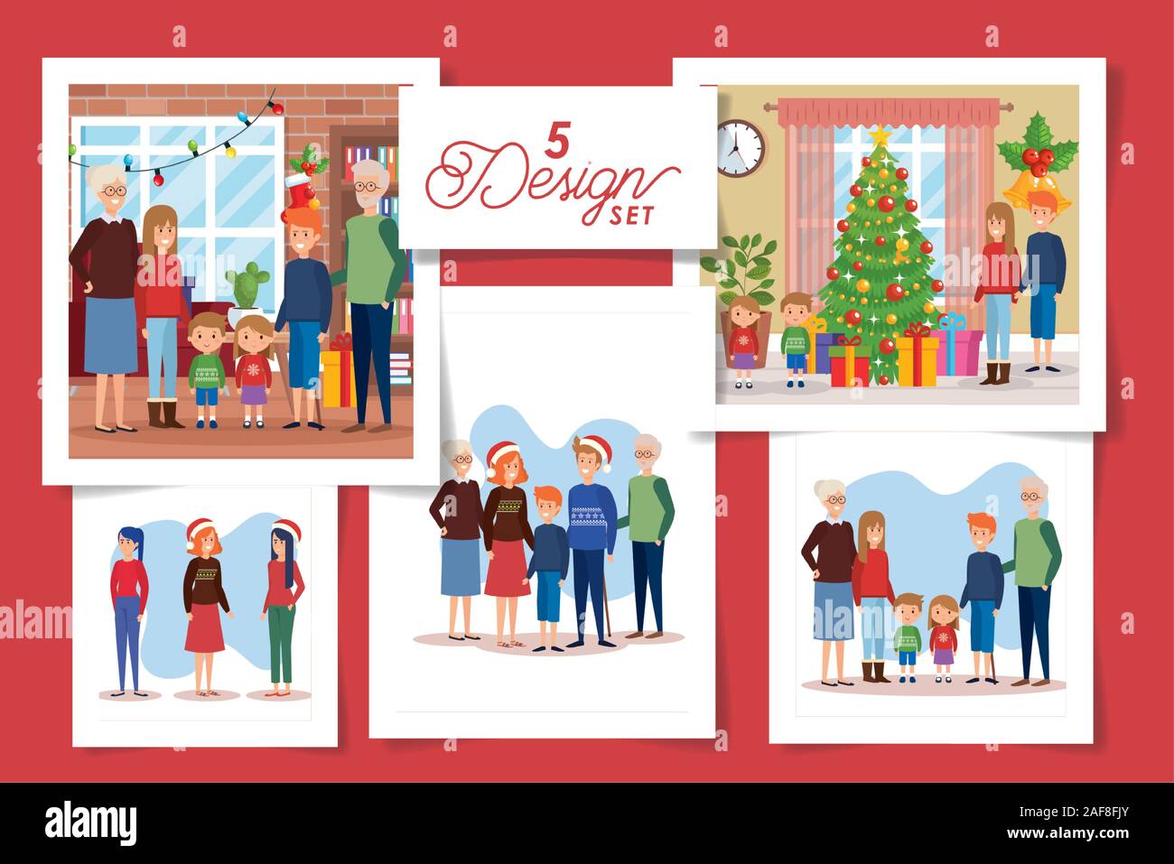 Five family members Stock Vector Images - Alamy