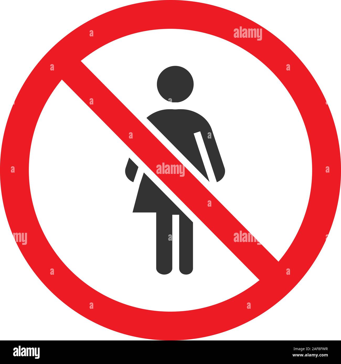 Forbidden sign with female silhouette glyph icon. Stop silhouette ...