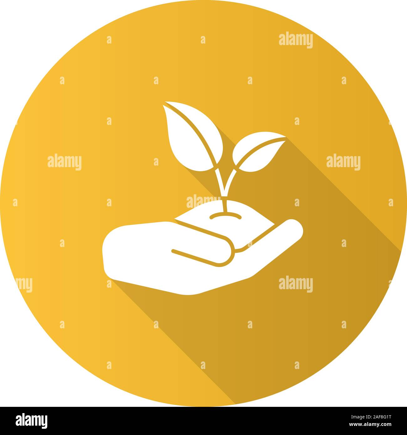 Open hand with sprout flat design long shadow glyph icon. Environment ...