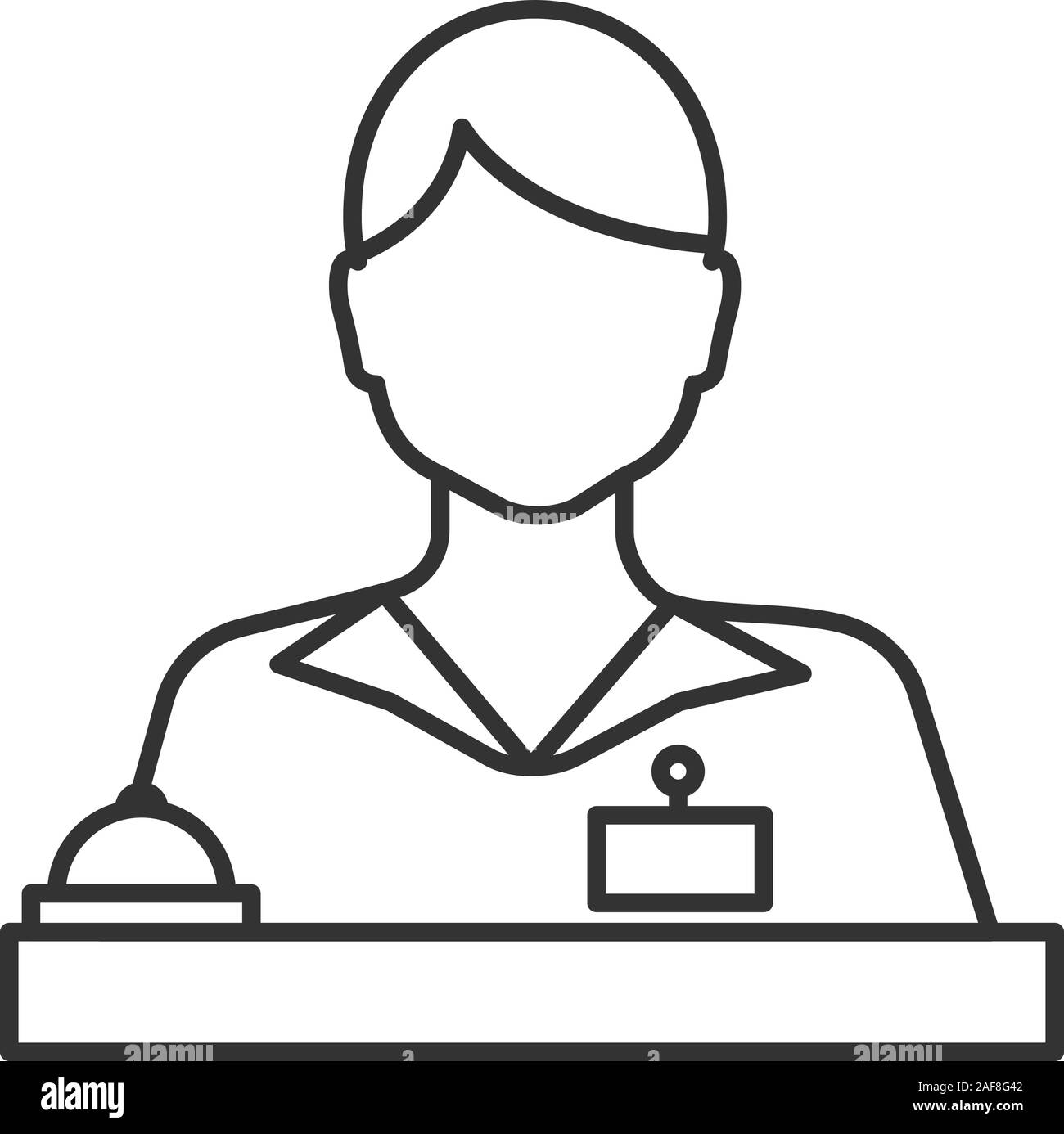 Receptionist linear icon. Secretary, manager. Thin line illustration ...
