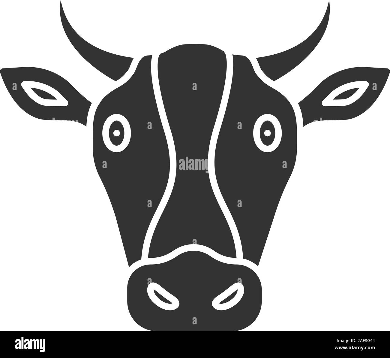 Cow head glyph icon. Livestock farming. Agriculture. Silhouette symbol ...
