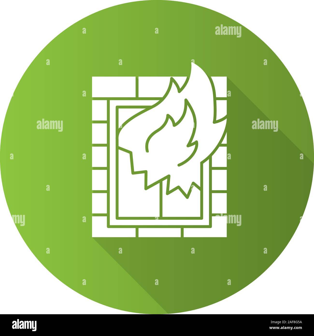 House on fire flat design long shadow glyph icon. Burning broken window ...