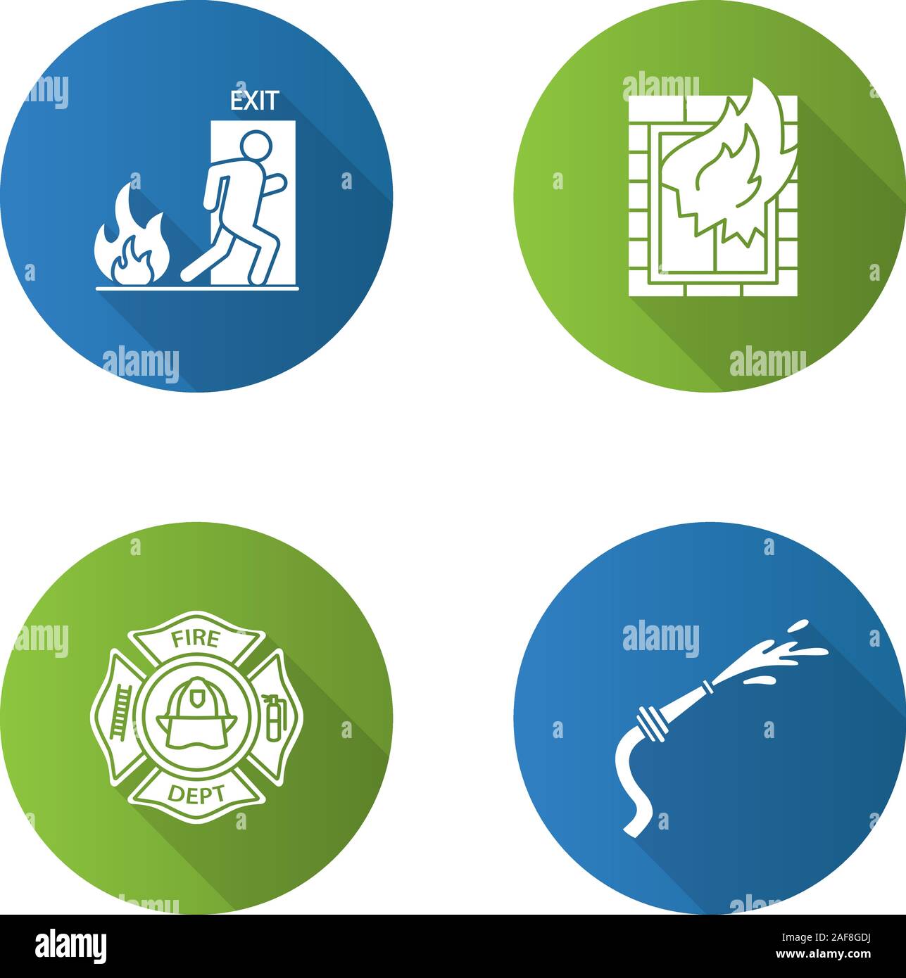 Firefighting flat design long shadow glyph icon. House on fire ...