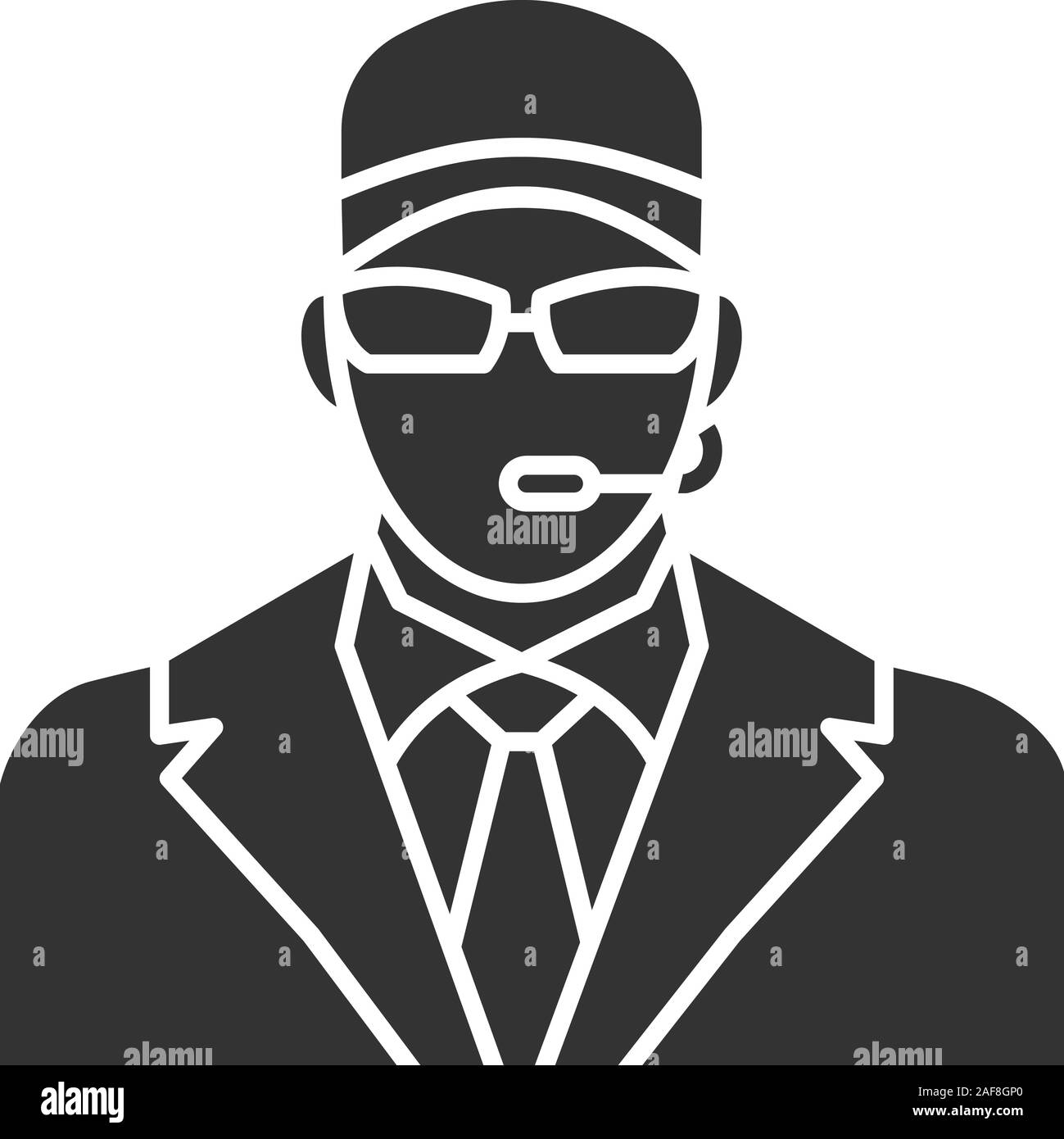 Security guard glyph icon. Bodyguard. Silhouette symbol. Negative space ...