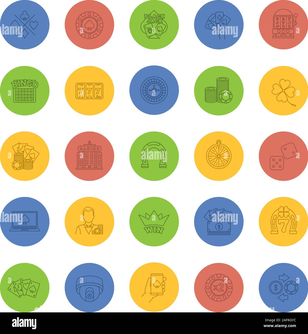 Casino linear icons set. Gambling. Cards games. Thin line outline ...