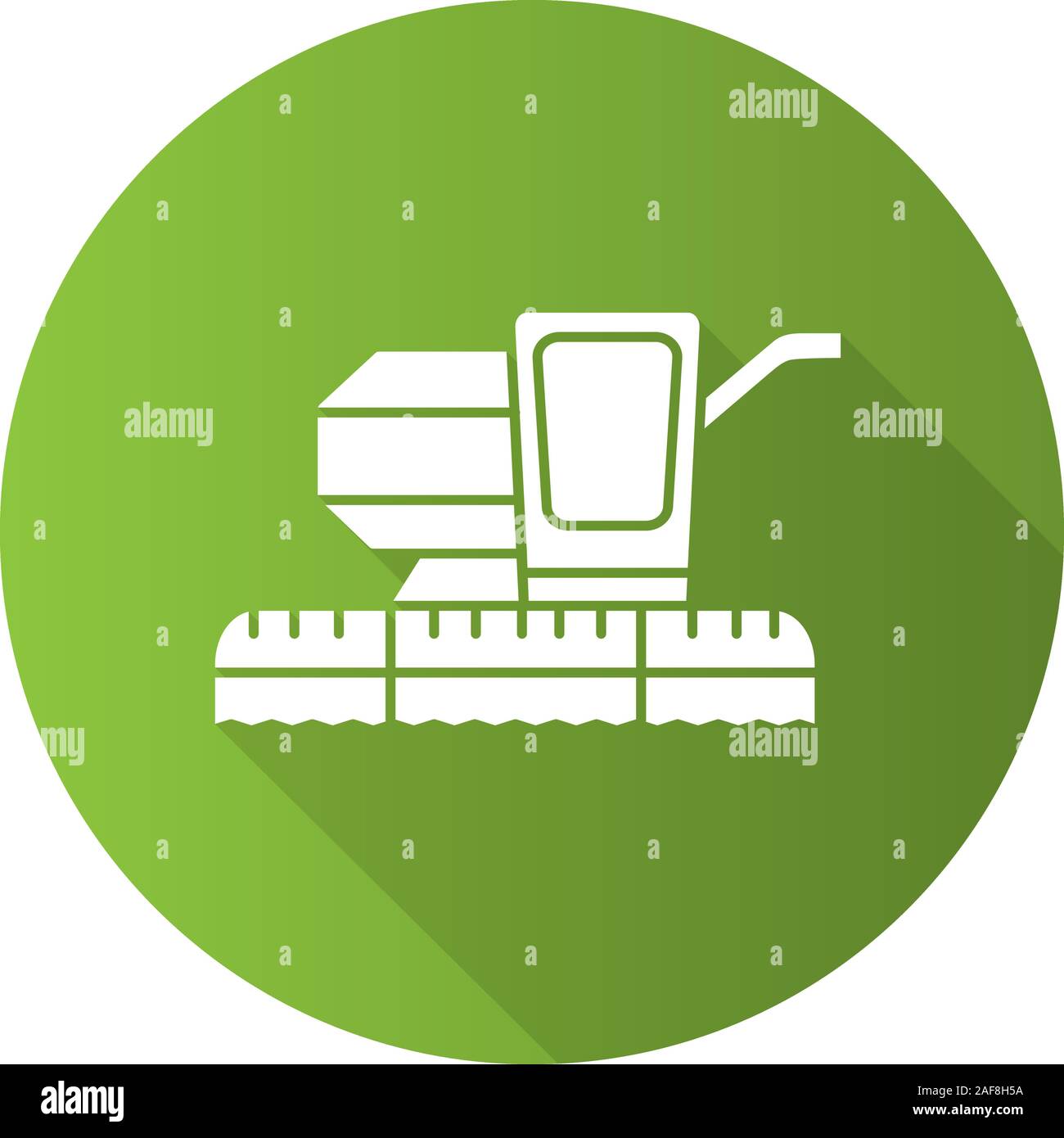 Combine harvester flat design long shadow glyph icon. Agricultural ...