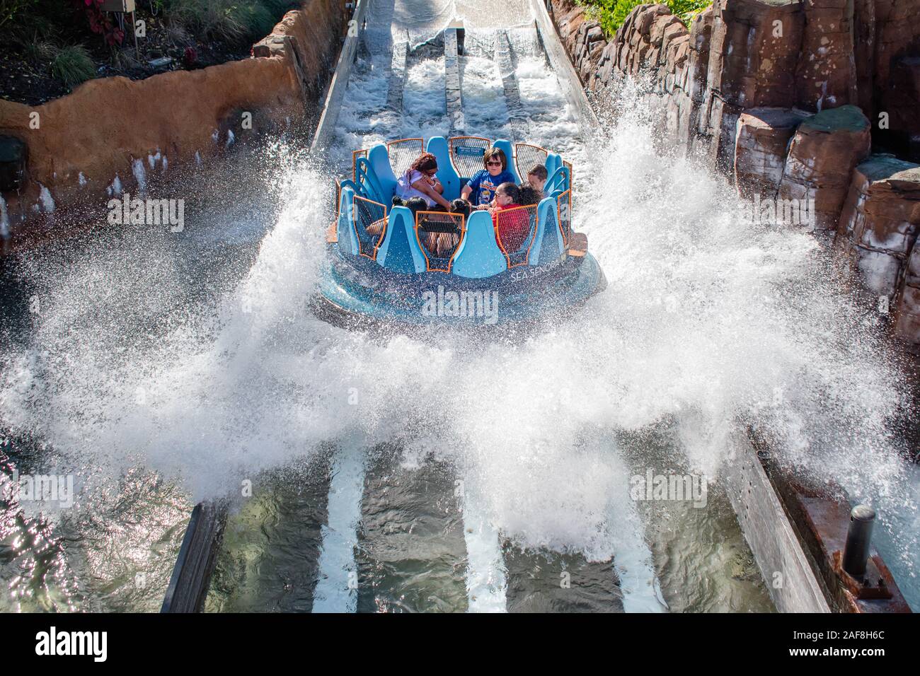 Orlando, Florida. December 07, 2019. People enjoying Infinity Falls at ...