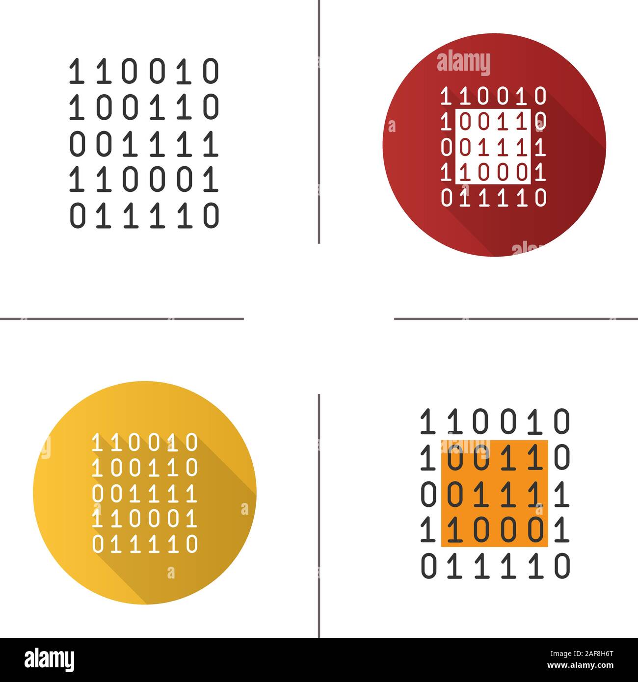 Binary Code Icon Flat Design Linear And Color Styles Digital Data