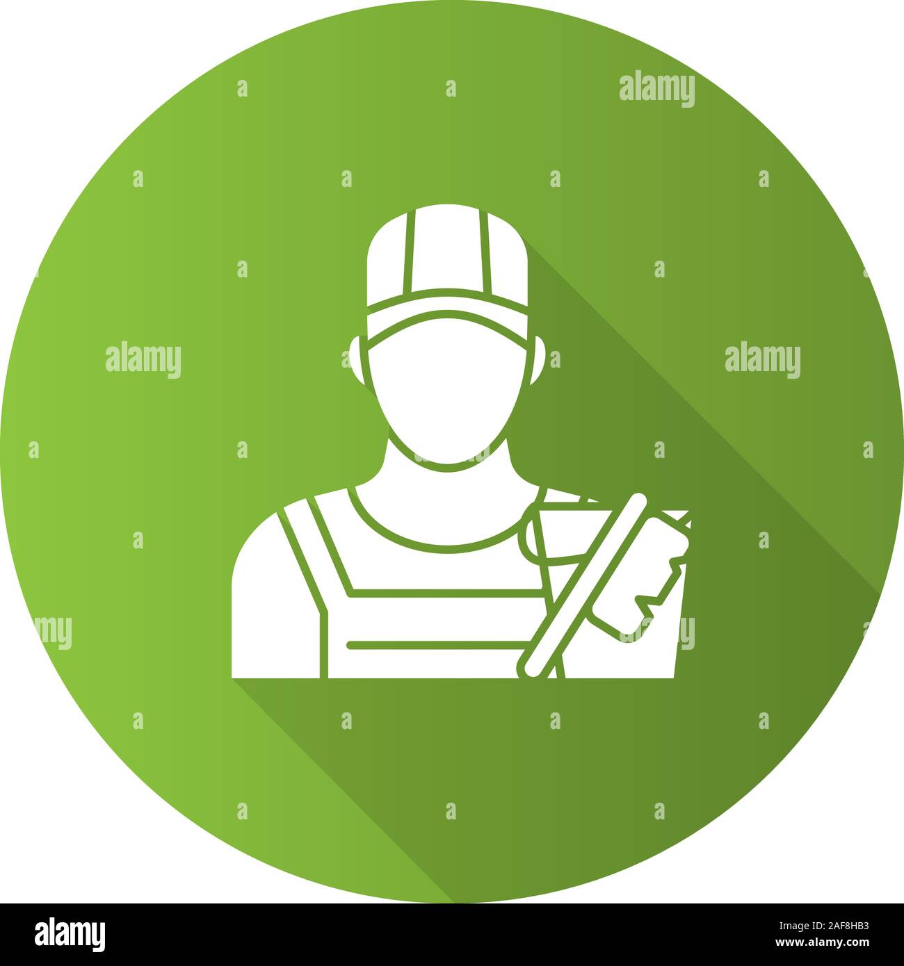 Cleaner flat design long shadow glyph icon. Janitor, sweeper ...