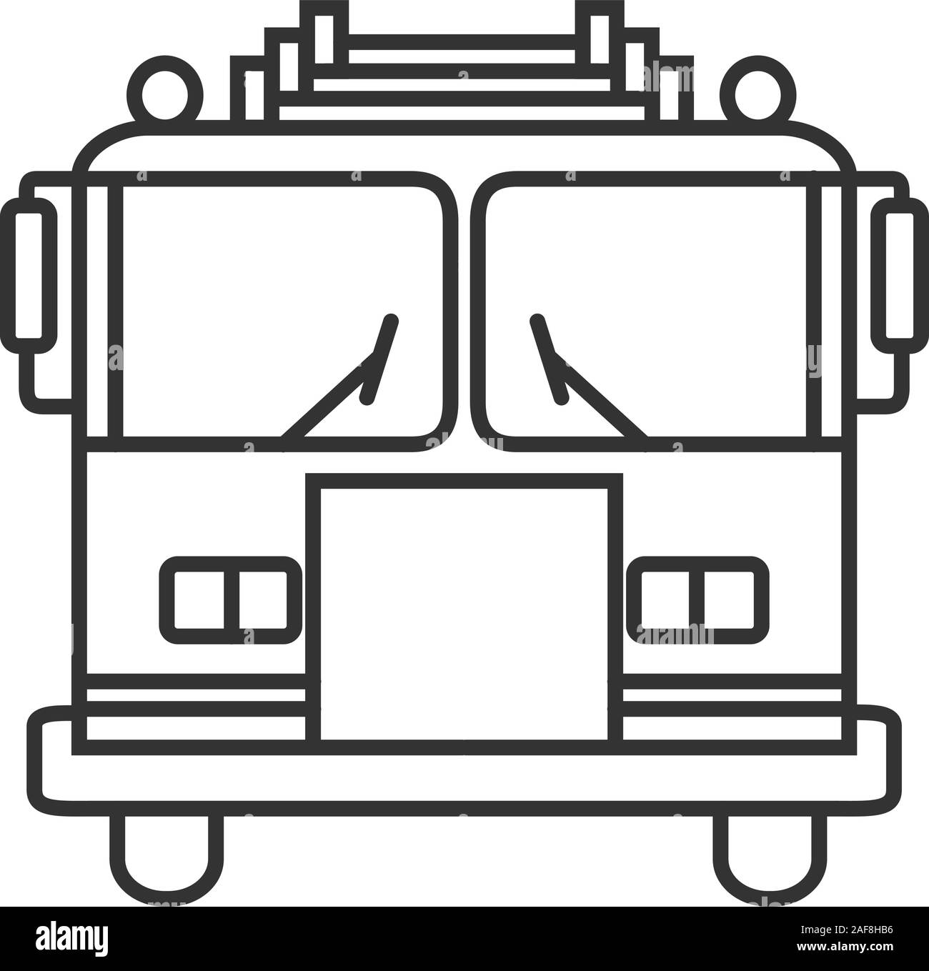 Fire engine linear icon. Firefighting truck. Thin line illustration ...
