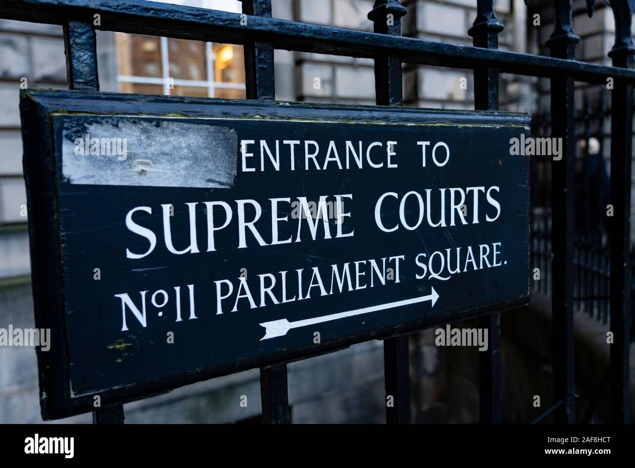 Sign for Supreme Courts at Parliament Square in Edinburgh Old Town ...