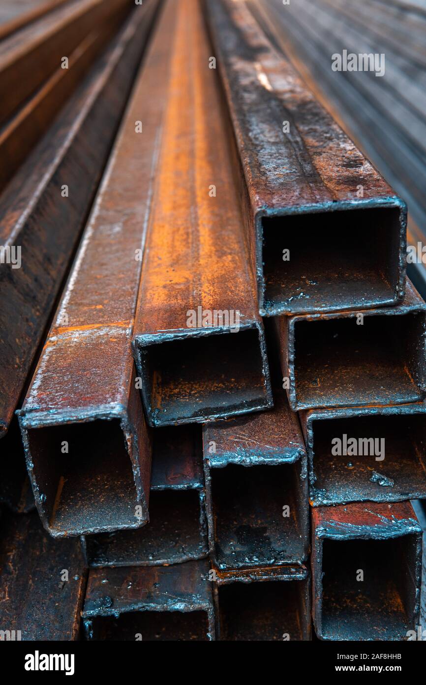 Steel bar for construction.Metal pipe profile. Stock photo of metal ...