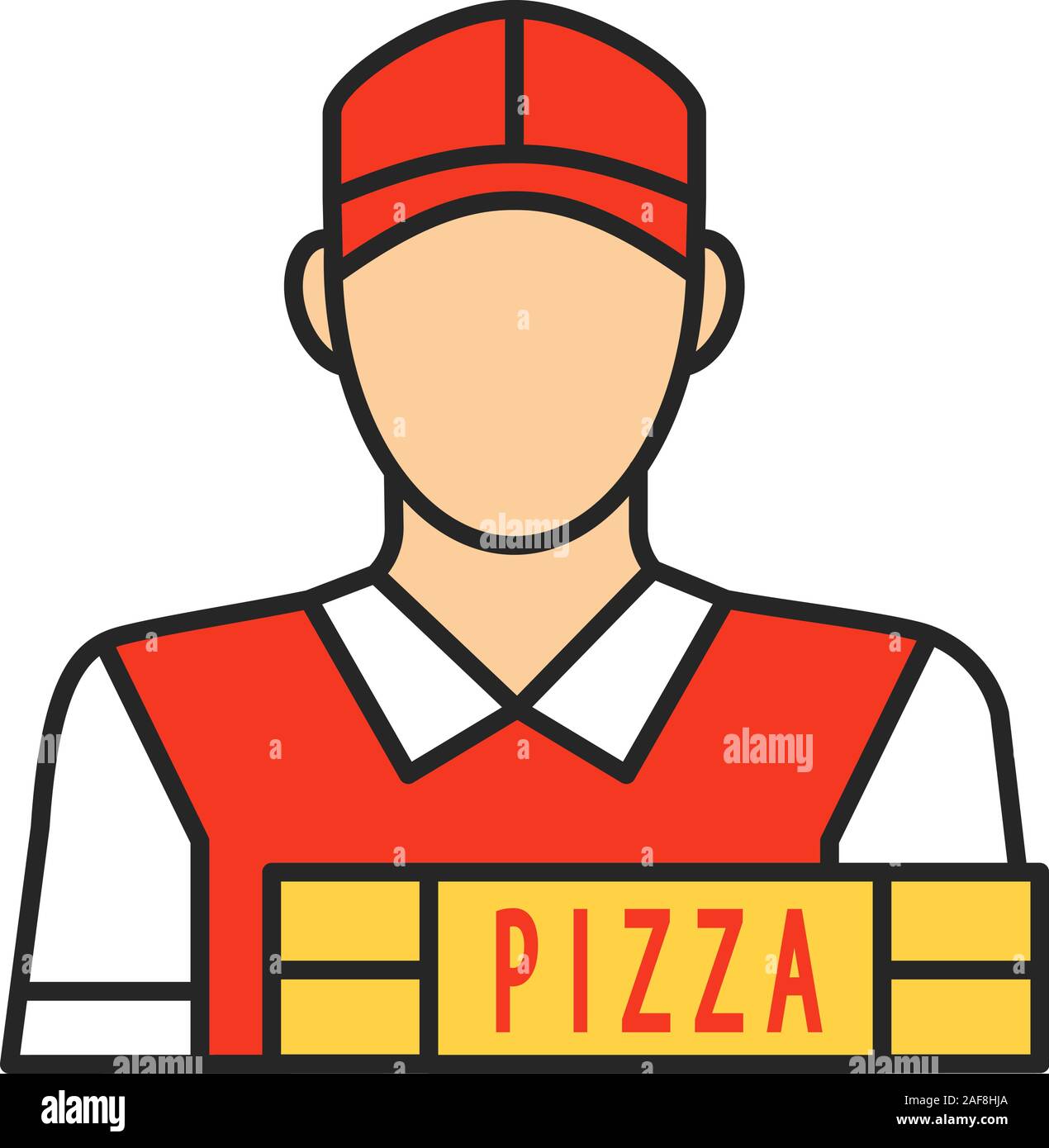 Pizza deliveryman color icon. Delivery service. Isolated vector ...