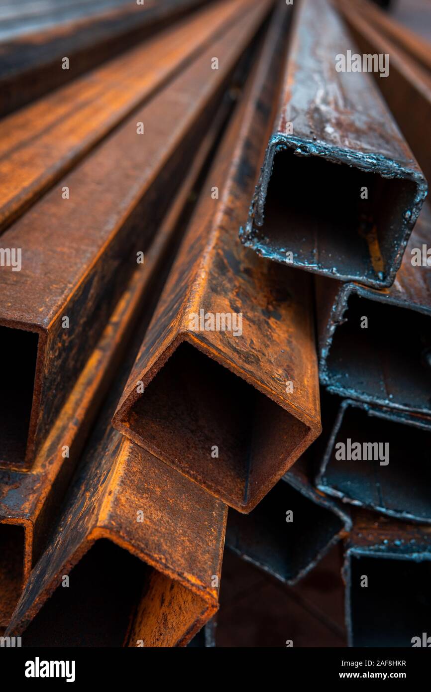 Steel bar for construction.Metal pipe profile. Stock photo of metal ...