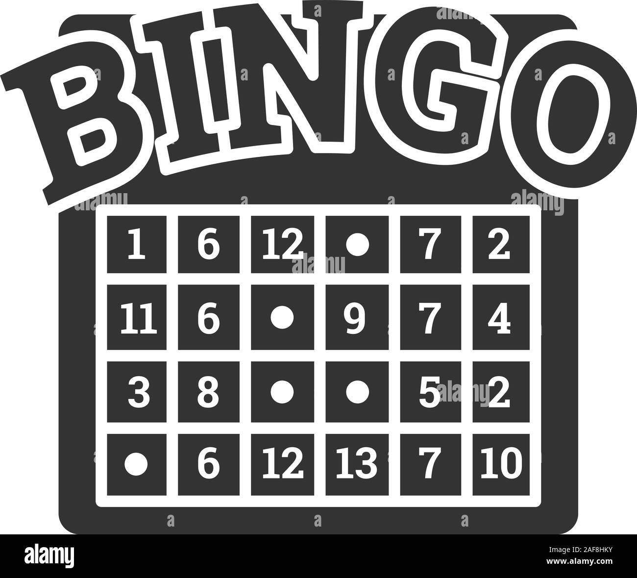 Bingo game glyph icon. Lottery. Casino. Silhouette symbol. Negative ...