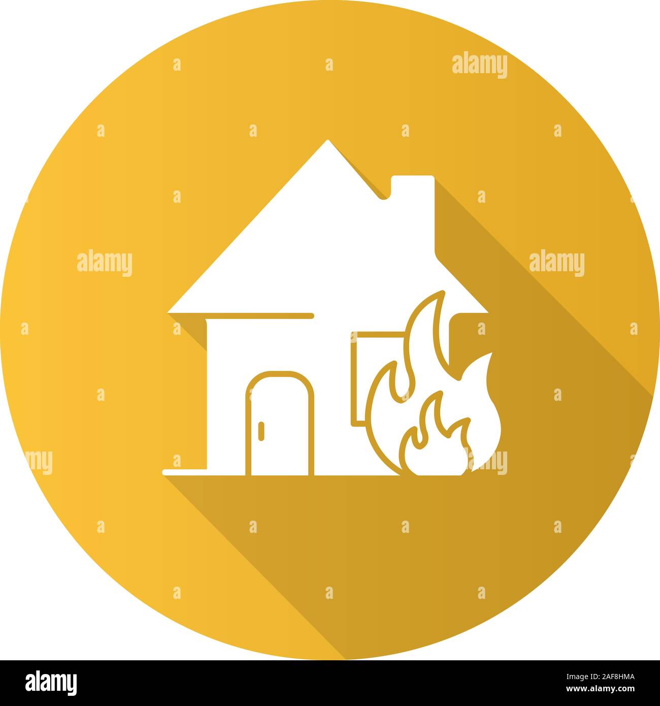 Burning house flat design long shadow glyph icon. House on fire. Vector ...