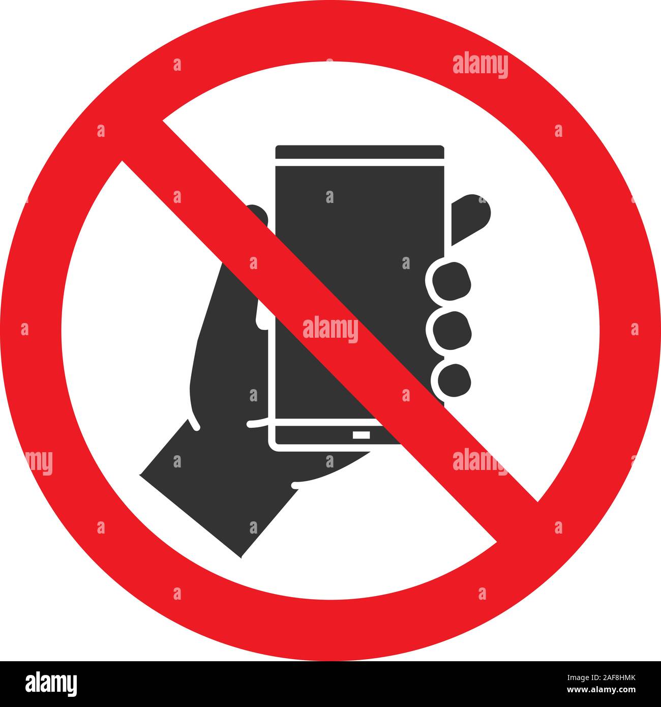 Forbidden sign with mobile phone glyph icon. No smartphone prohibition ...
