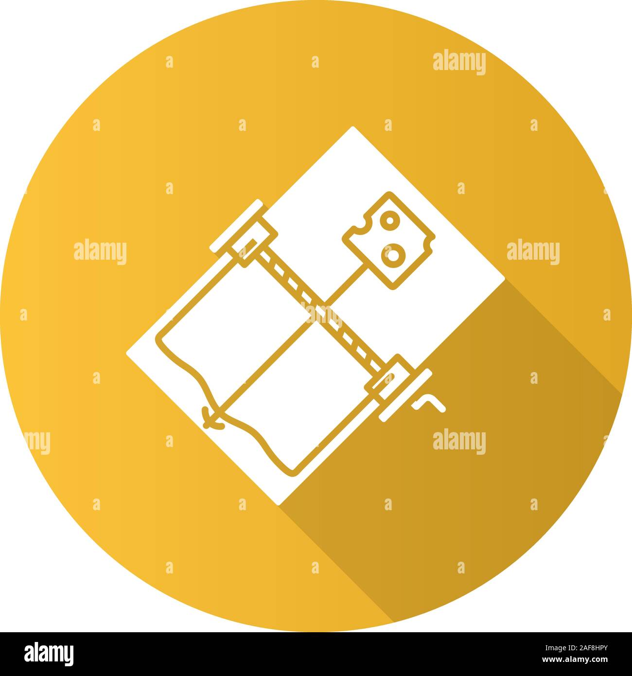 Mouse trap flat design long shadow glyph icon. Rodents bait. Vector ...