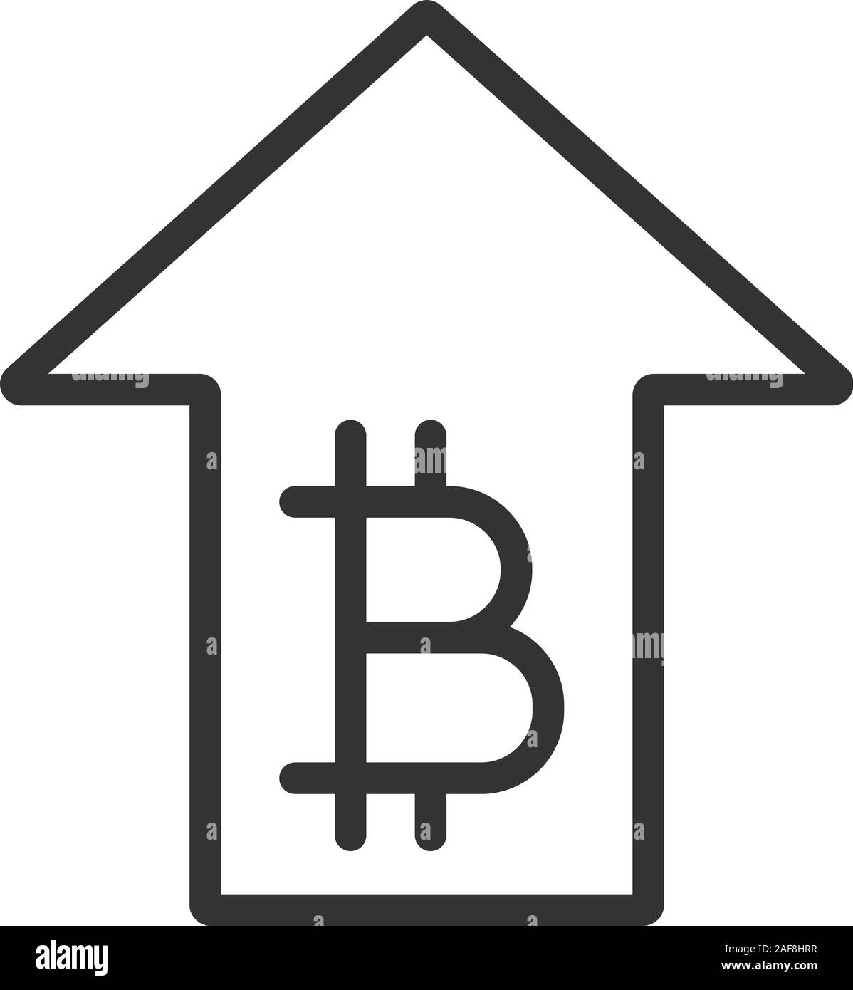 Bitcoin rate rising linear icon. Thin line illustration. Cryptocurrency ...