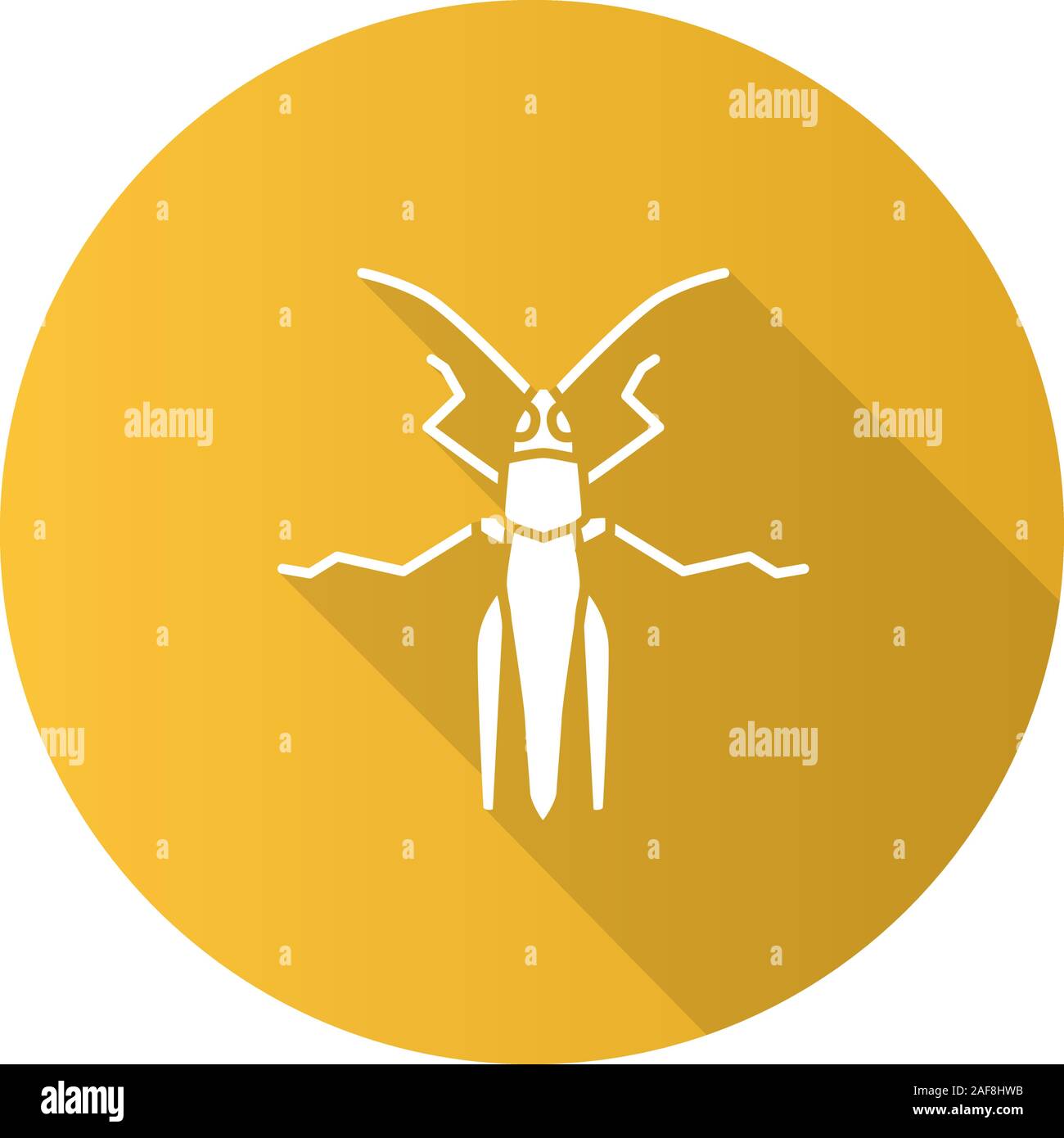 Grasshopper flat design long shadow glyph icons set. Insect pest ...
