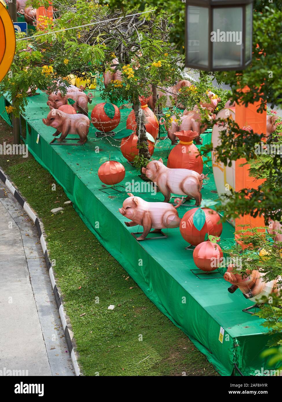 A pig parade to celebrate the Lunar New Year in Chinatown Stock Photo ...