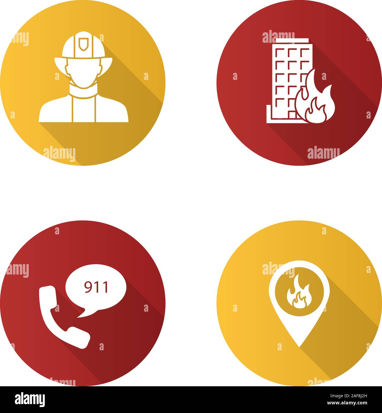 Firefighting flat design long shadow glyph icon. Firefighter, fire ...