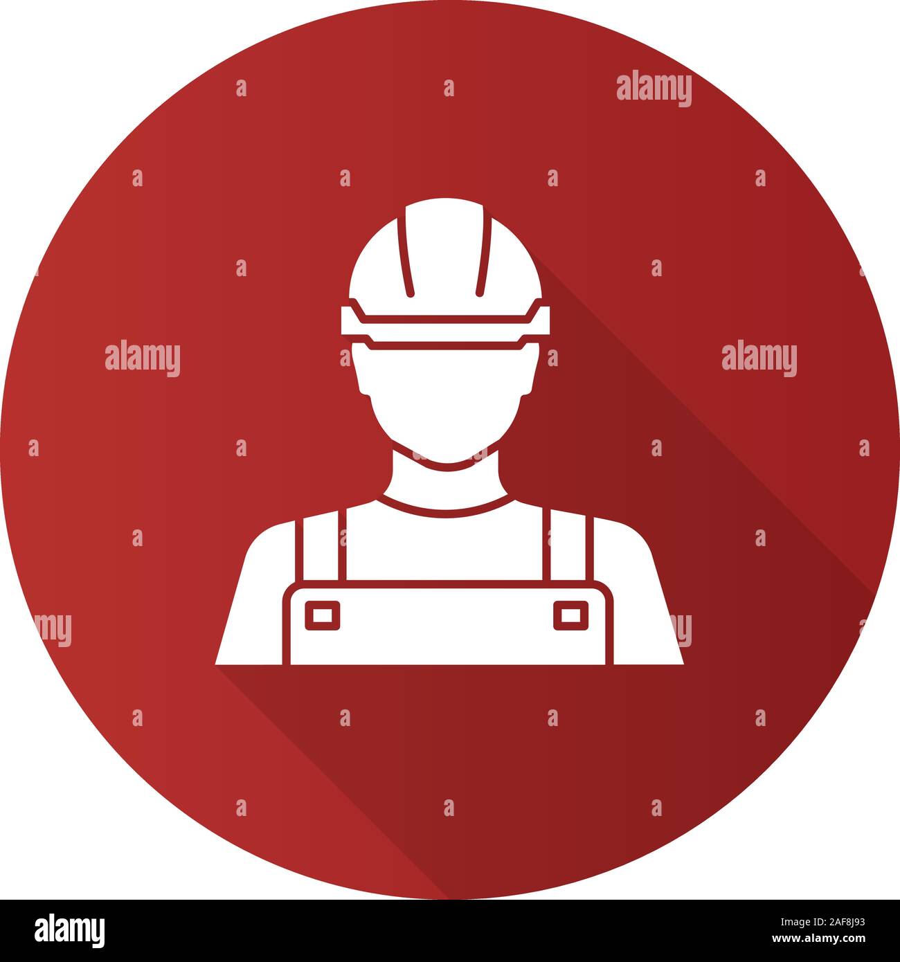 Builder flat design long shadow glyph icon. Construction worker. Vector ...