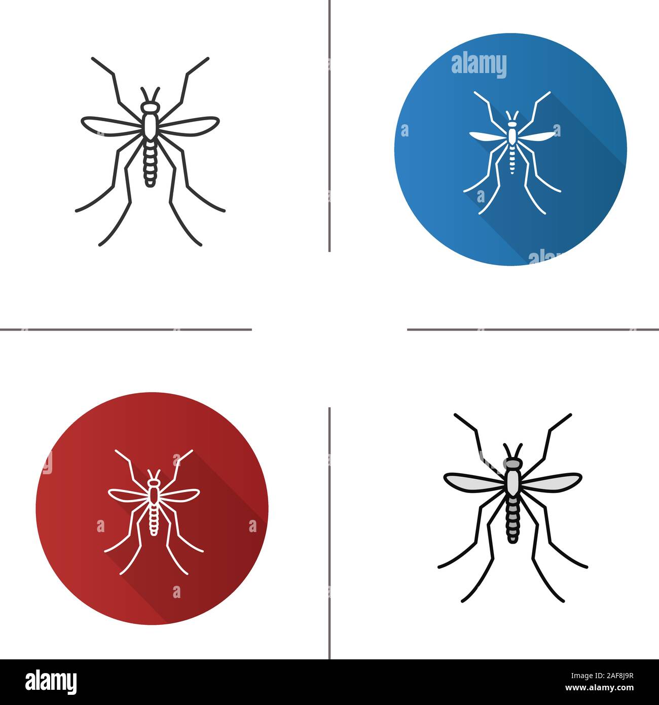 Mosquito icon. Flat design, linear and color styles. Insect. Midge ...