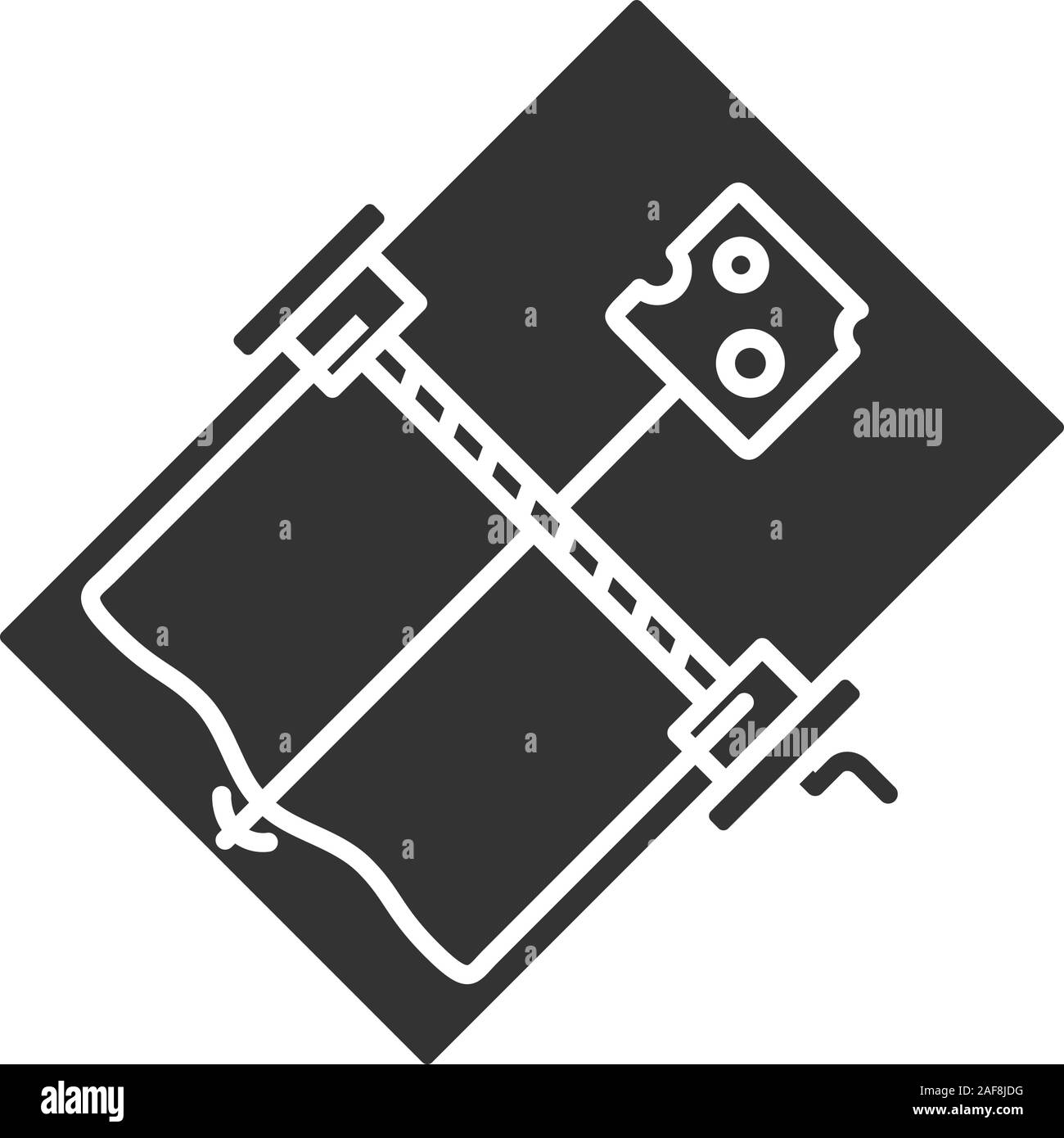 Mouse trap glyph icon. Rodents bait. Silhouette symbol. Negative space ...