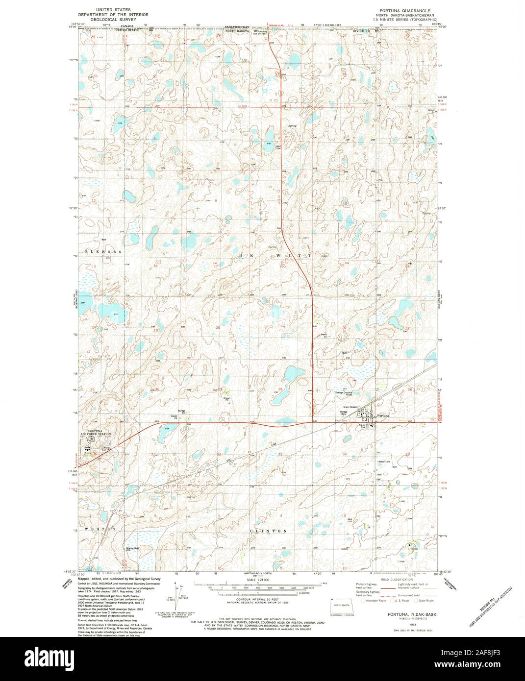 USGS TOPO Map North Dakota ND Fortuna 283993 1983 24000 Restoration ...