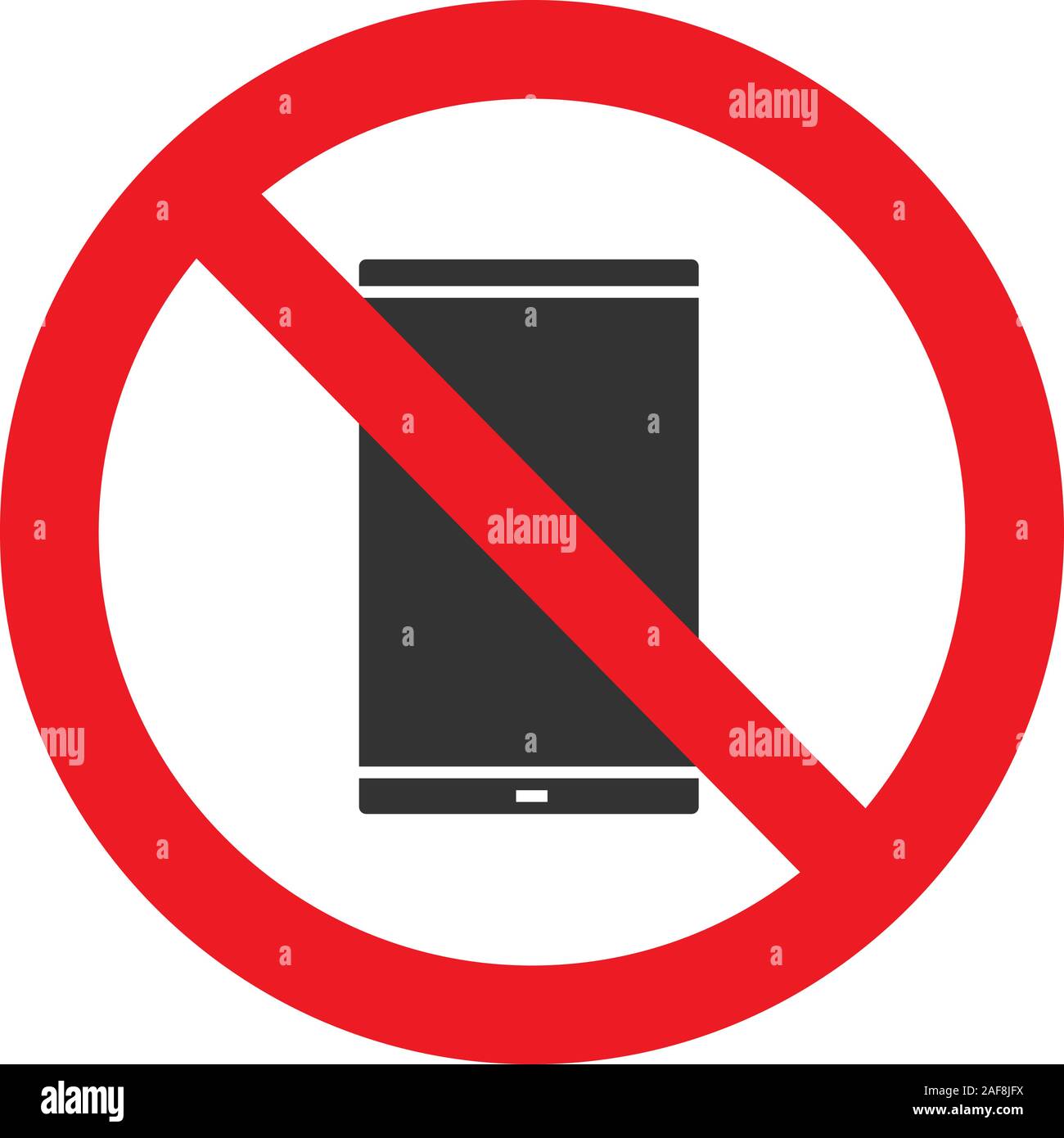 Forbidden sign with tablet computer glyph icon. No gadgets prohibition ...