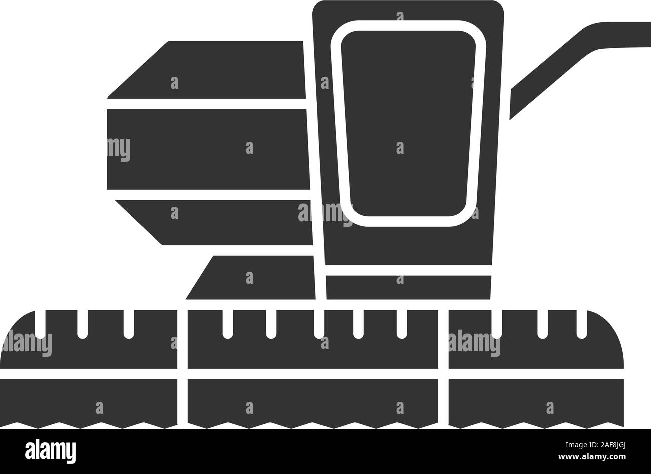 Combine harvester glyph icon. Agricultural implement. Silhouette symbol ...