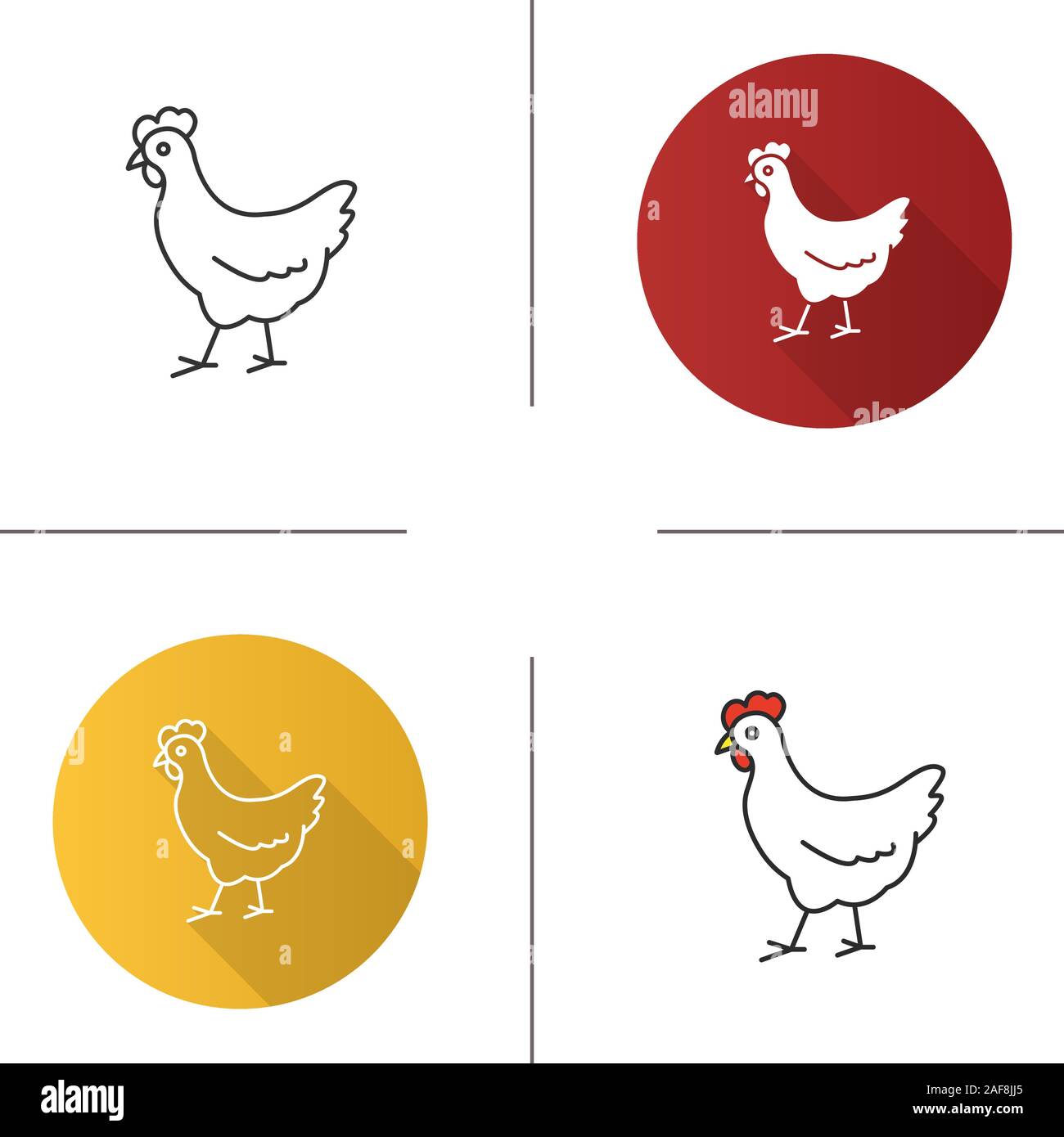 Chicken icon. Flat design, linear and color styles. Hen. Poultry farm ...