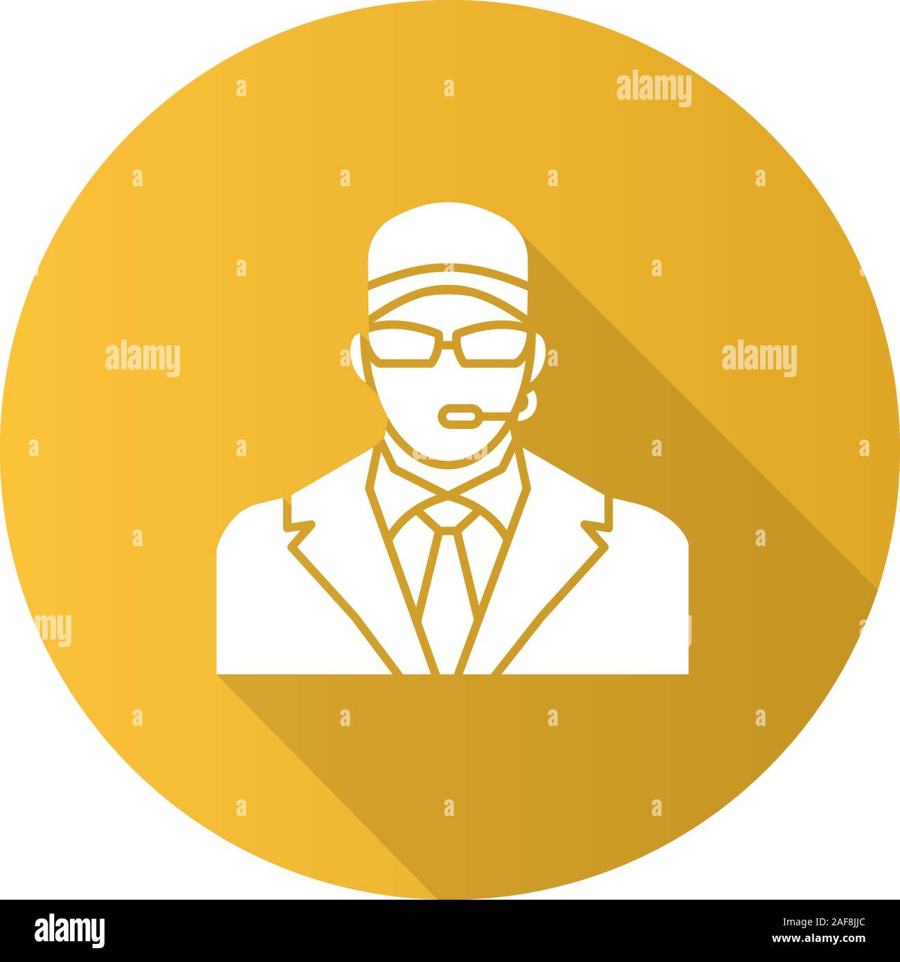 Security guard flat design long shadow glyph icon. Bodyguard. Vector ...