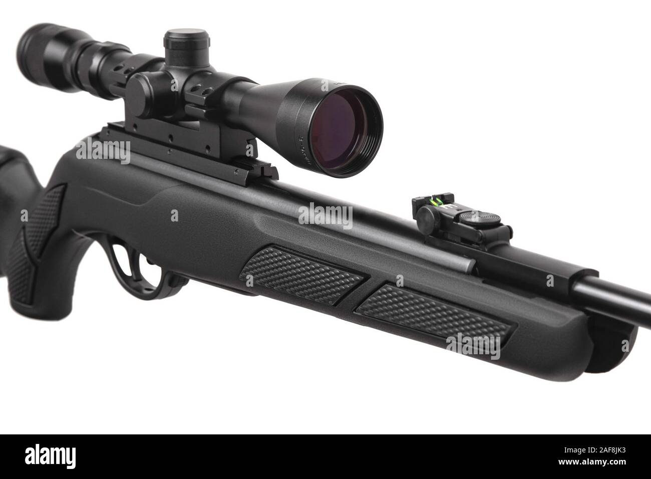 Pneumatic rifle isolated on white background. Modern air rifle with an ...