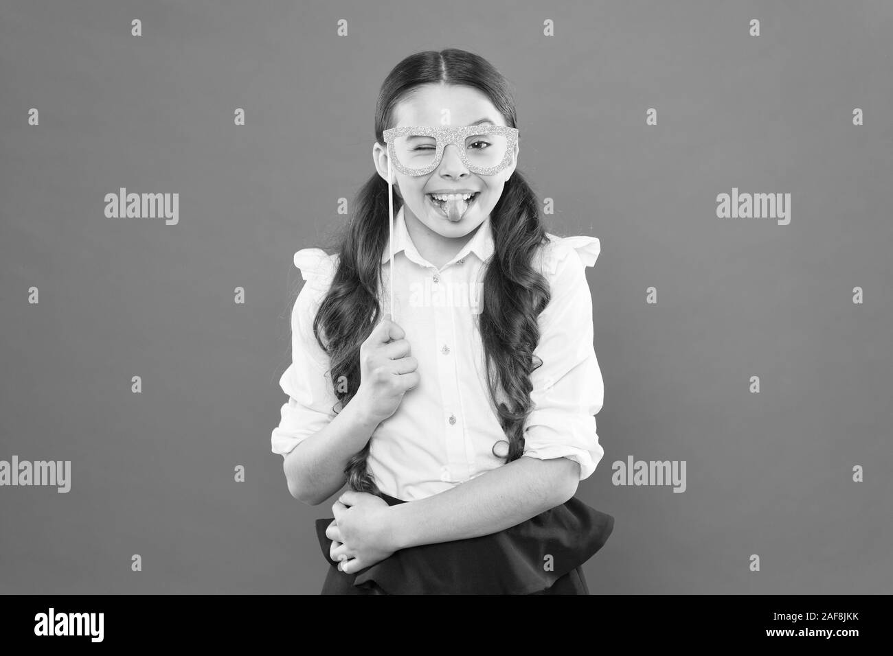 Child smart look through photo booth props eyeglasses. Small kid ...