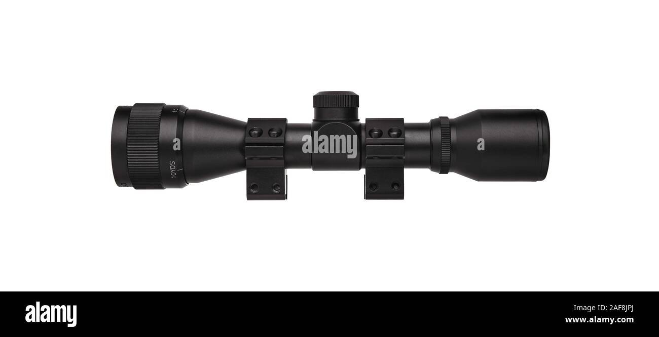 modern black optical scope for weapon isolated on white. sight scope ...