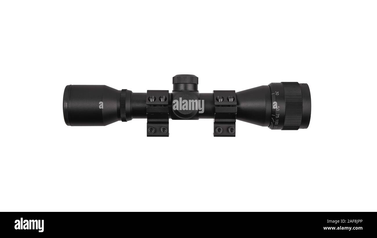 modern black optical scope for weapon isolated on white. sight scope ...