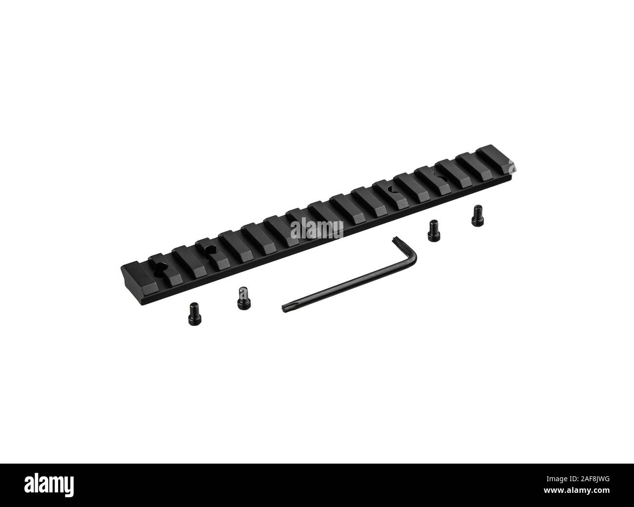 Quick disconnect mount made for holding a scope on a rifle isolated on ...