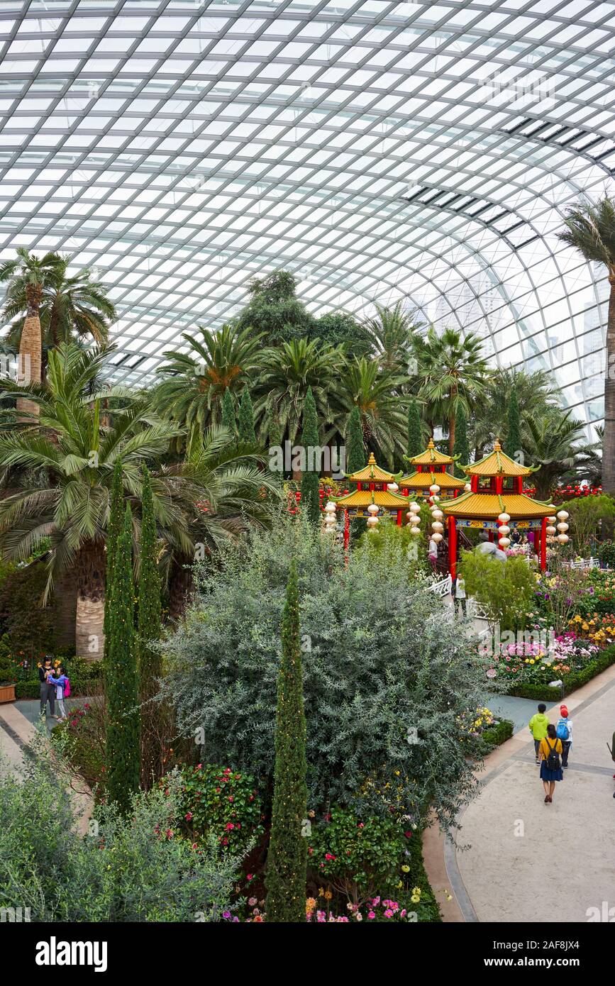 Interior of The Flower Dome, Gardens by the Bay Stock Photo - Alamy