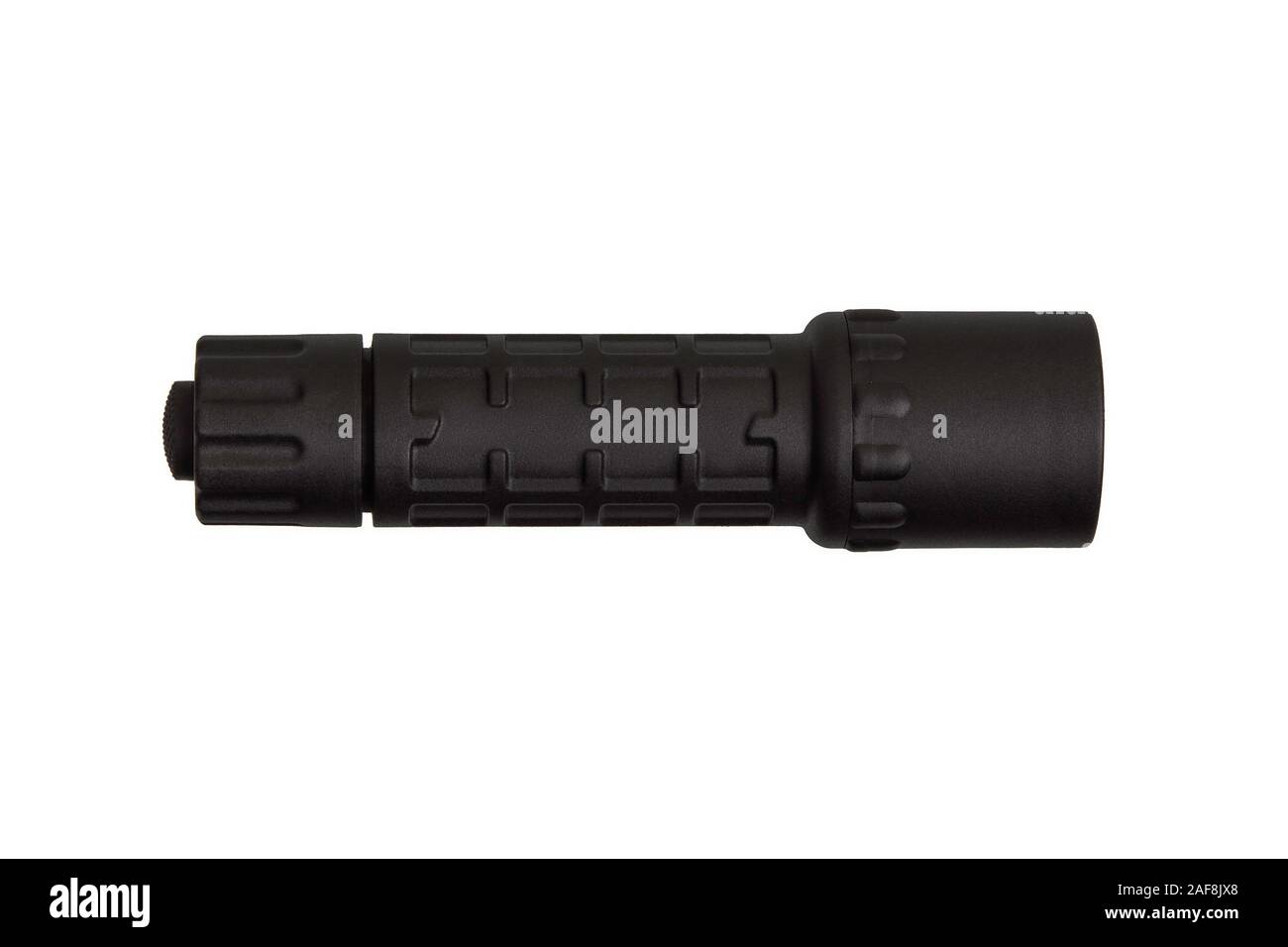 modern black metal flashlight isolated on white background Stock Photo ...