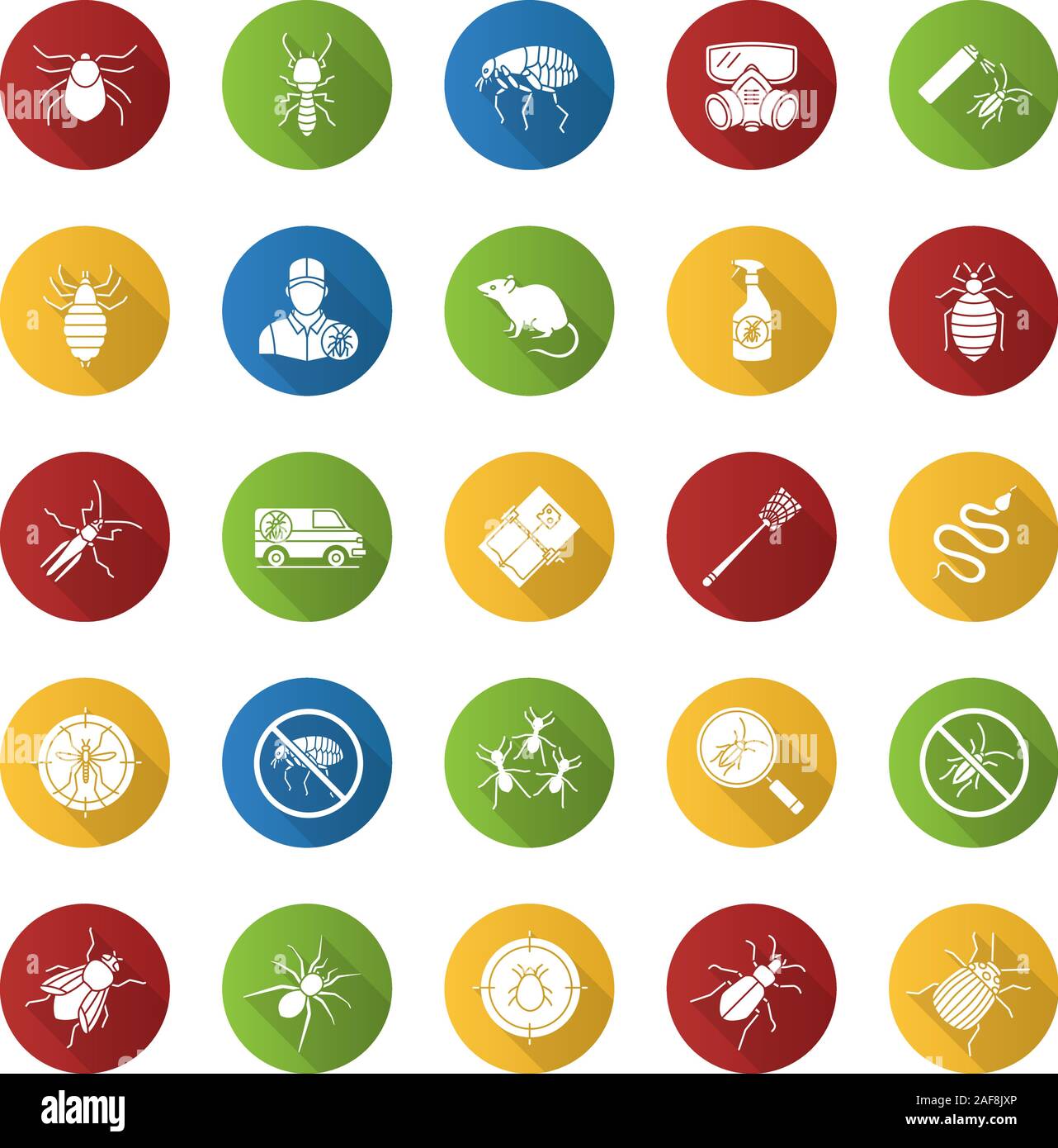 Pest control flat design long shadow glyph icon. Extermination. Harmful ...