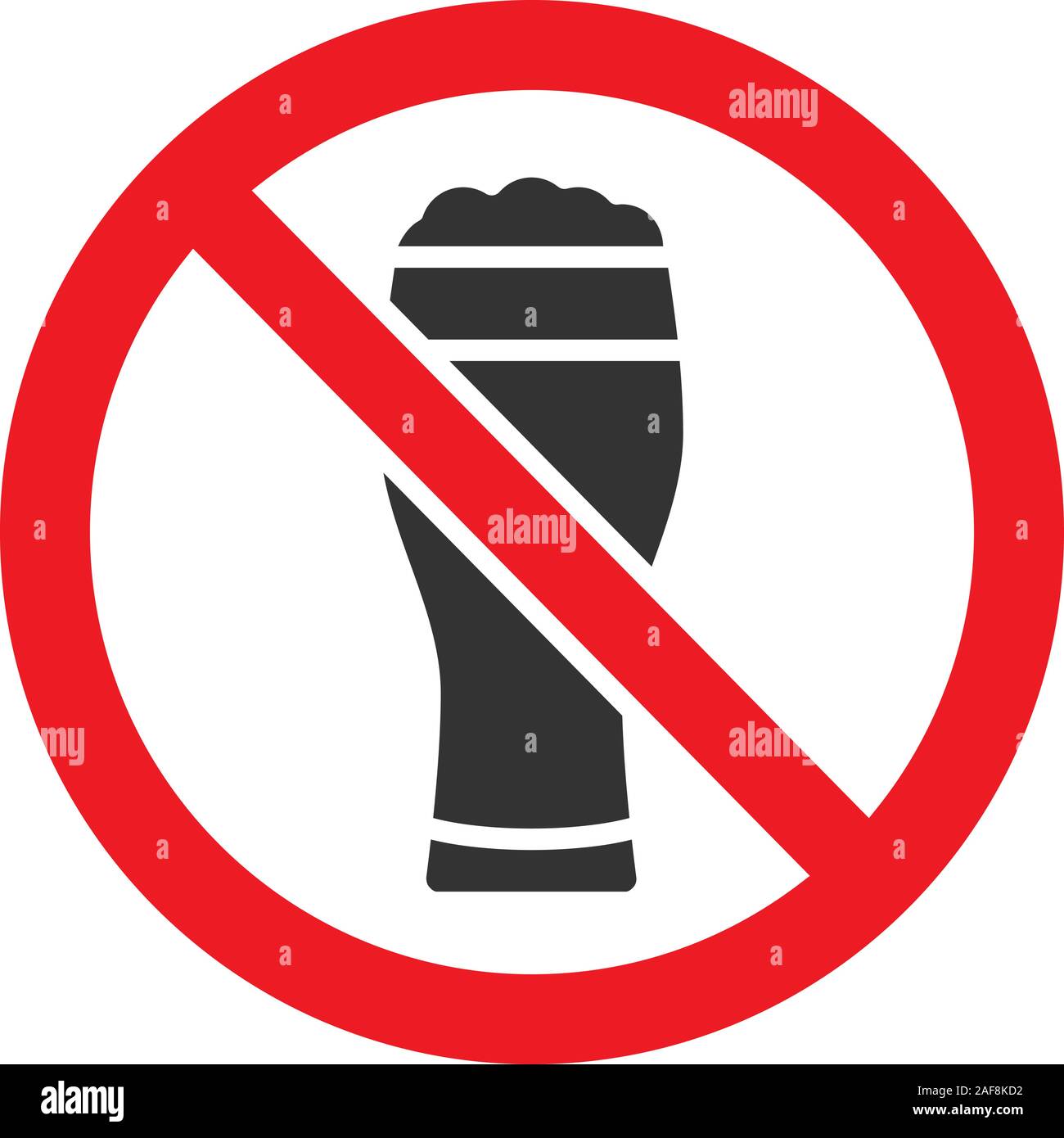 Forbidden sign with beer glass glyph icon. Stop silhouette symbol. No ...