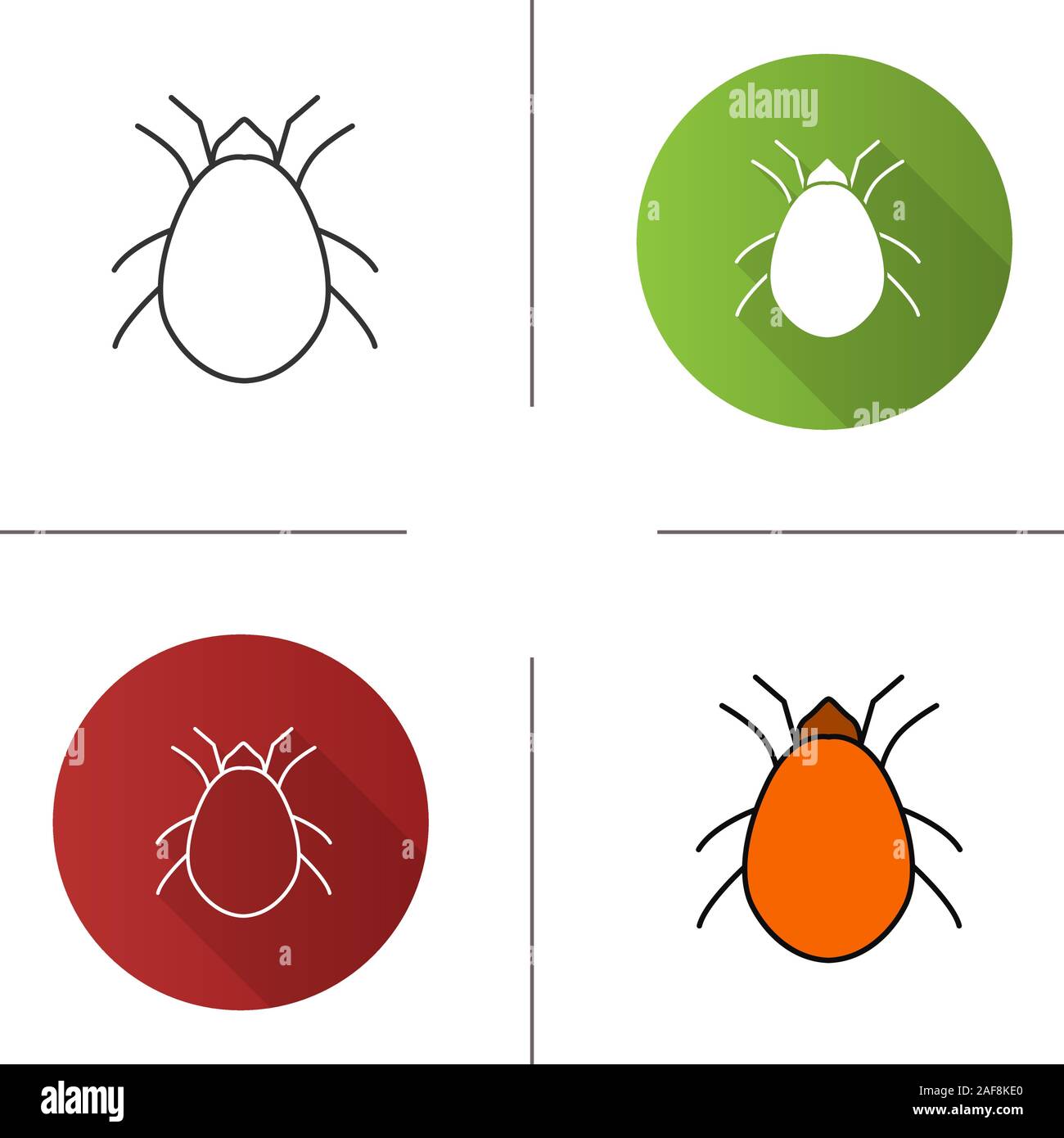 Mite icon. Flat design, linear and color styles. Acari. Isolated vector illustrations Stock ...